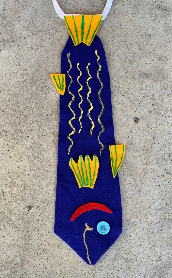 Vintage handmade fish tie retro homemade kitschy craf… - Gem