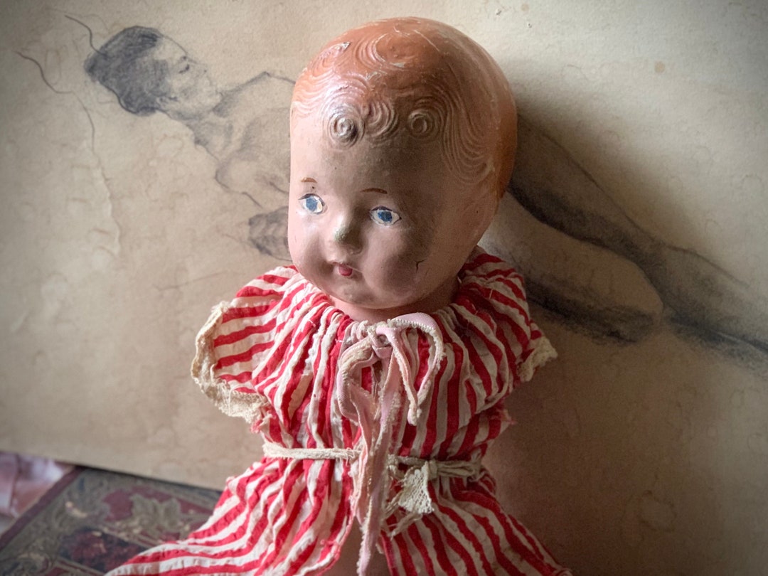 Vintage Baby Doll Torso Composition Salvaged Body Part With Striped ...