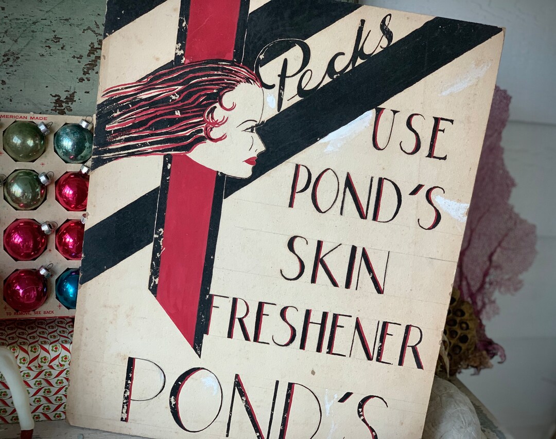 Vintage Original Hand Painted Sign Beauty Advertising Sketch Shop ...