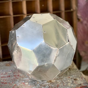 Vintage Metal Art Soccer Ball Sculpture Handmade Cut Metal Modern Ball ...