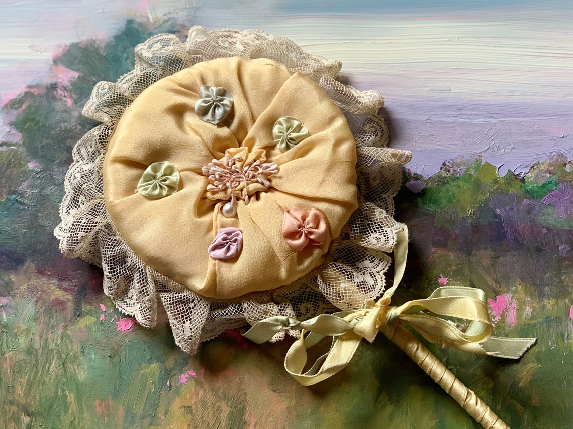Vintage Powder Puff Wand Old Flapper Ribbonwork Flower Shabby - Etsy