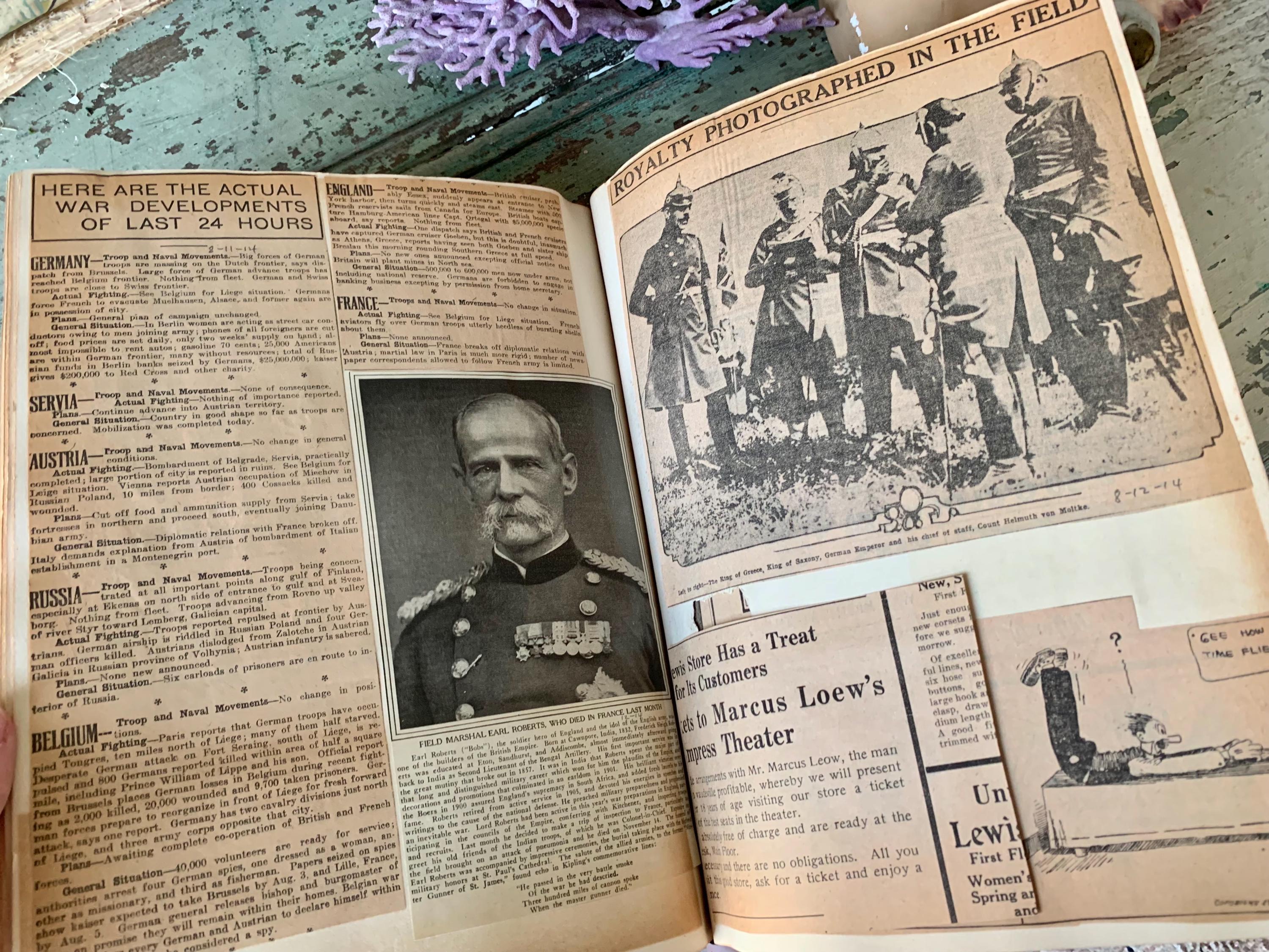 Antique WW1 Scrapbook Album Newspaper Clippings Scrap Book - Etsy