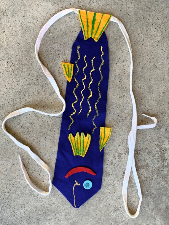 Vintage handmade fish tie retro homemade kitschy craf… - Gem