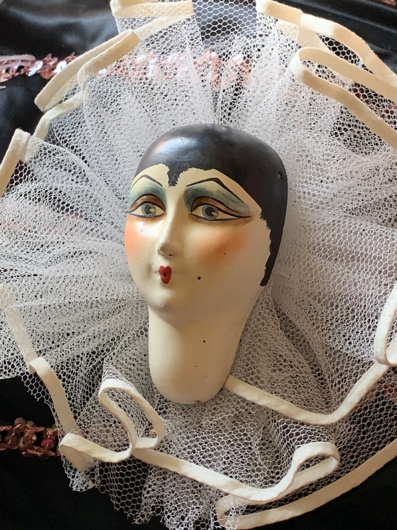 Vintage Pierrot Doll Face Mask Part Boudoir Doll Head Tulle - Etsy