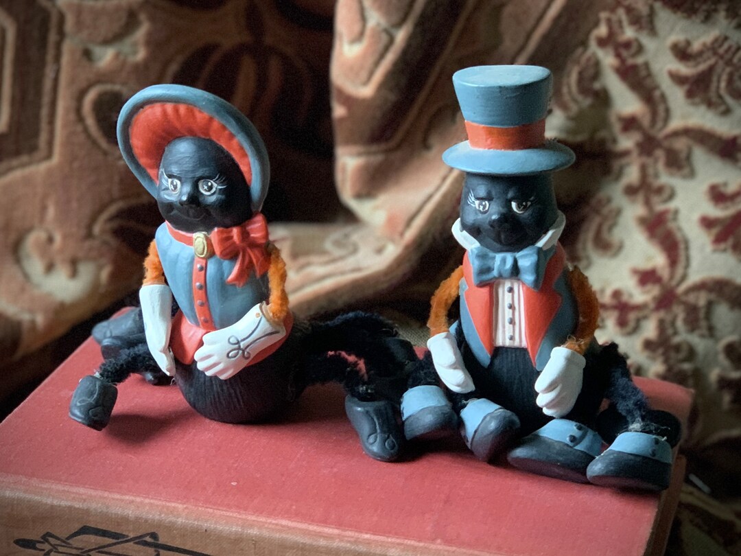 Vintage Pair Ceramic Spider Figurines Hand Painted Anthropomorphic Boy ...