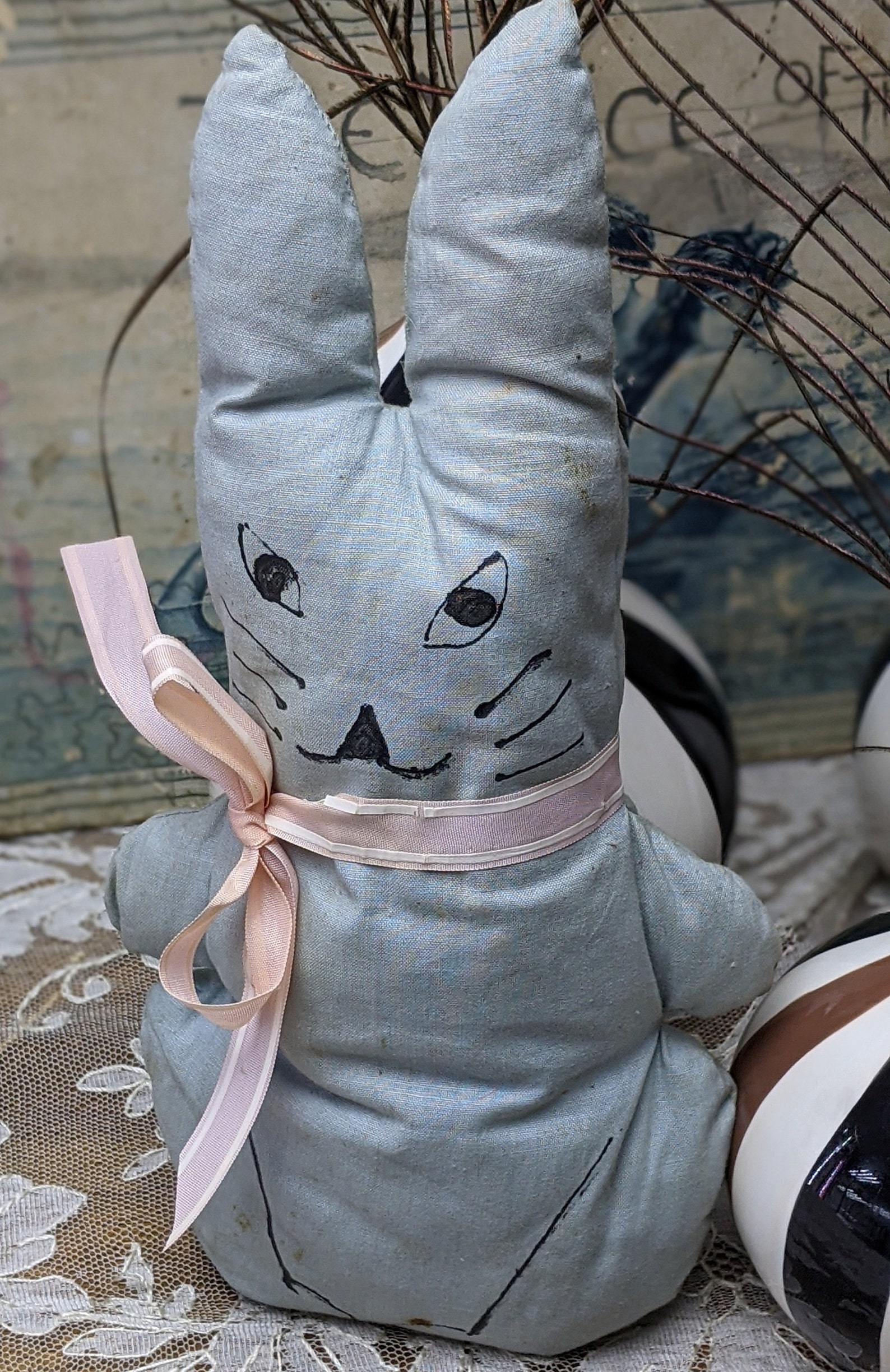 Vintage stuffed bunny old shabby homemade cloth rabbit cute | Etsy