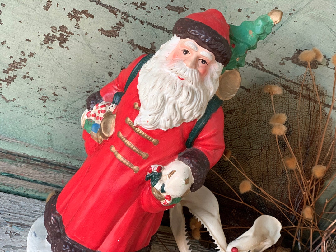 Vintage Ceramic Santa Claus Hand Painted Christmas Decoration Statue 12 ...