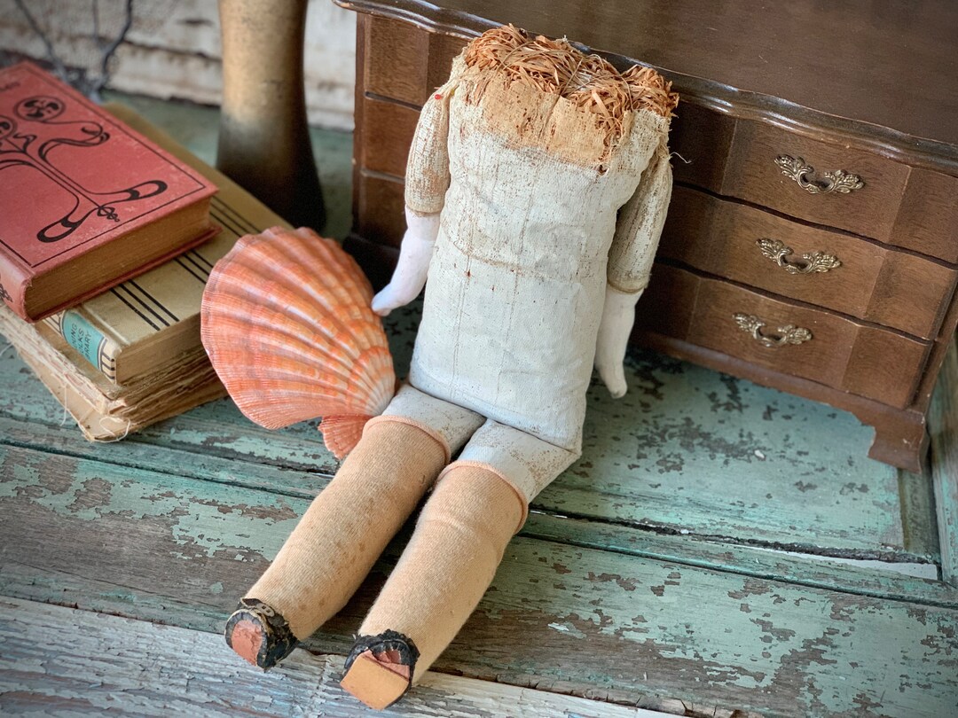 Antique Doll Body Salvaged Straw Stuffed Headless Busted Doll Part - Etsy