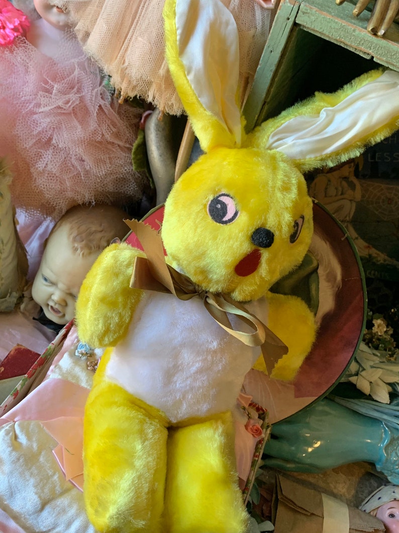 Vintage Stuffed Bunny Retro Yellow Plush Easter Toy Decoration - Etsy