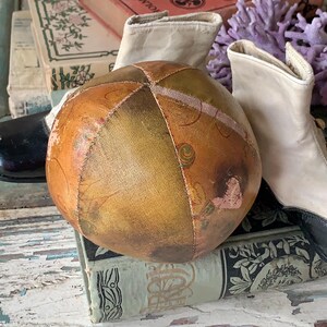 Vintage Oilcloth Ball Old Age Worn Antique Stuffed Ball Doll Accessory ...