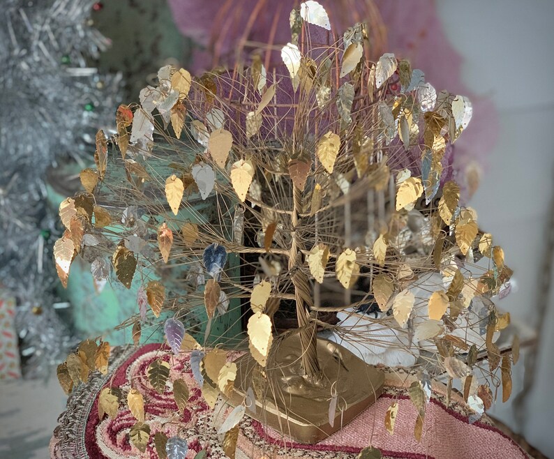 Vintage Gold Tree Statue Wire Sculpture Dangly Leaves Modern - Etsy