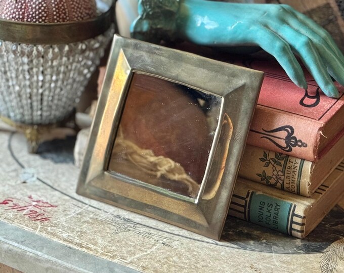 Vintage Miniature Metal Framed Mirror Small Square Metal Art Mirror ...