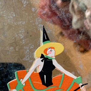 Vintage Halloween Flapper Witch Girl Party Nut Candy Cup Mini Paper ...