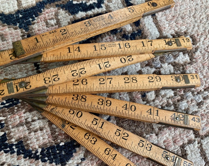 Vintage Wood Folding Ruler Lufkin Wooden Expandable Measuring Stick ...