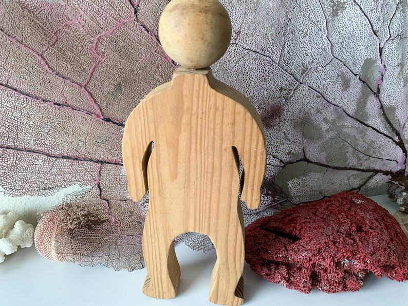 Vintage wood figure statue homemade wooden man statue cut out | Etsy