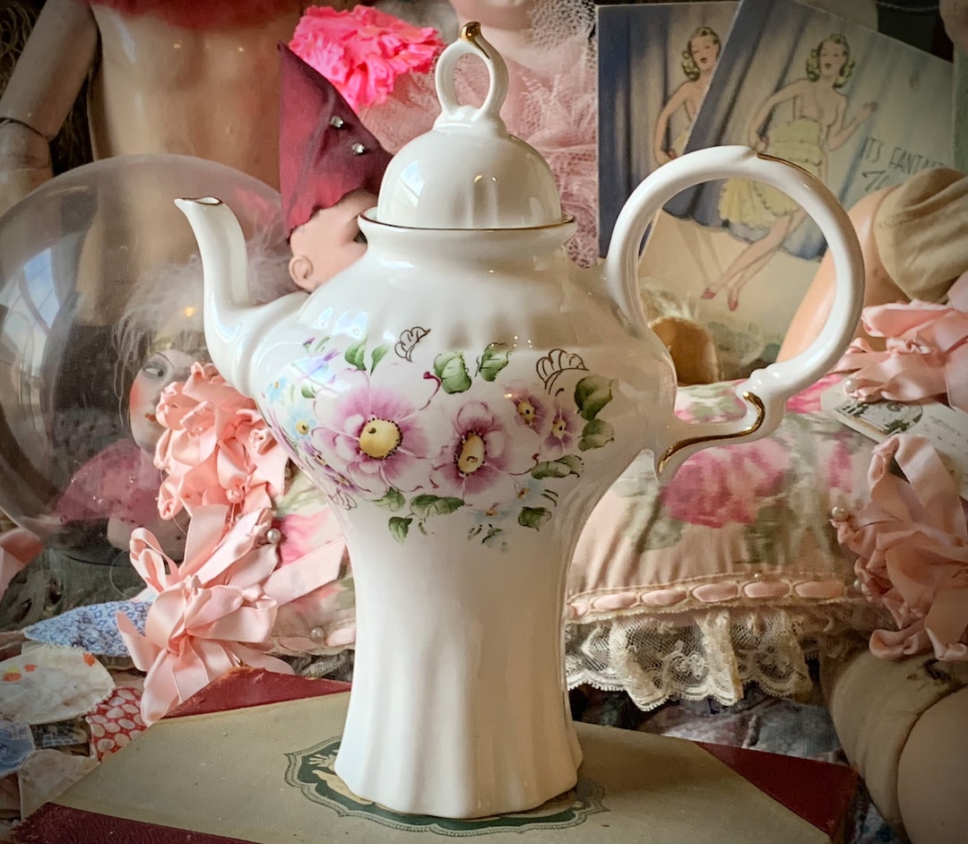 Vintage Ramex Floral Teapot Romania Bone China Tea Pot Small Flower ...