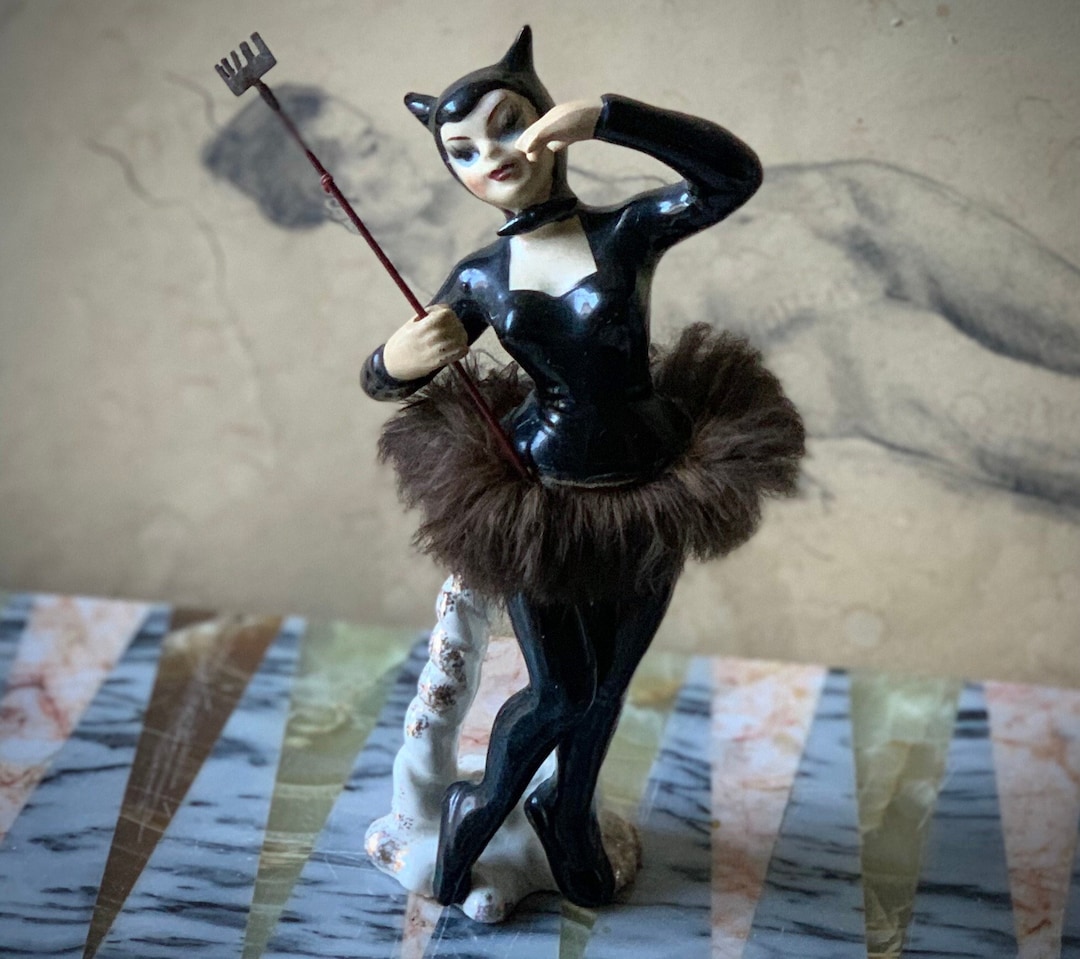 Vintage Devil Ballerina Figurine Black She Devil Girl Ballet Dancer ...