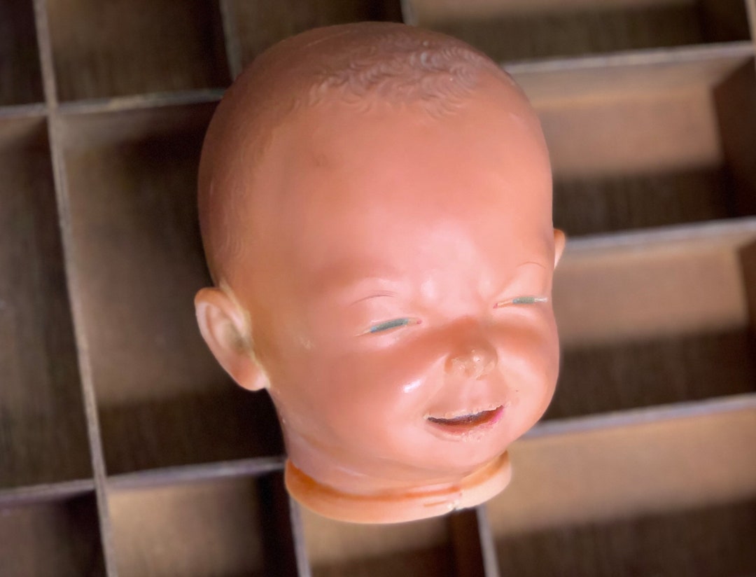 Vintage Creepy Baby Doll Head Small Scary Rubber Doll Display Prop ...