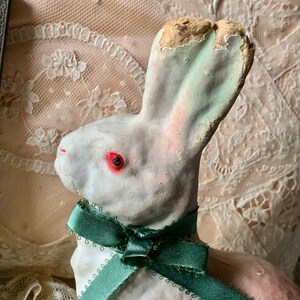 Vintage Paper Mache Easter Bunny Old Age Worn Rabbit Figurine ...