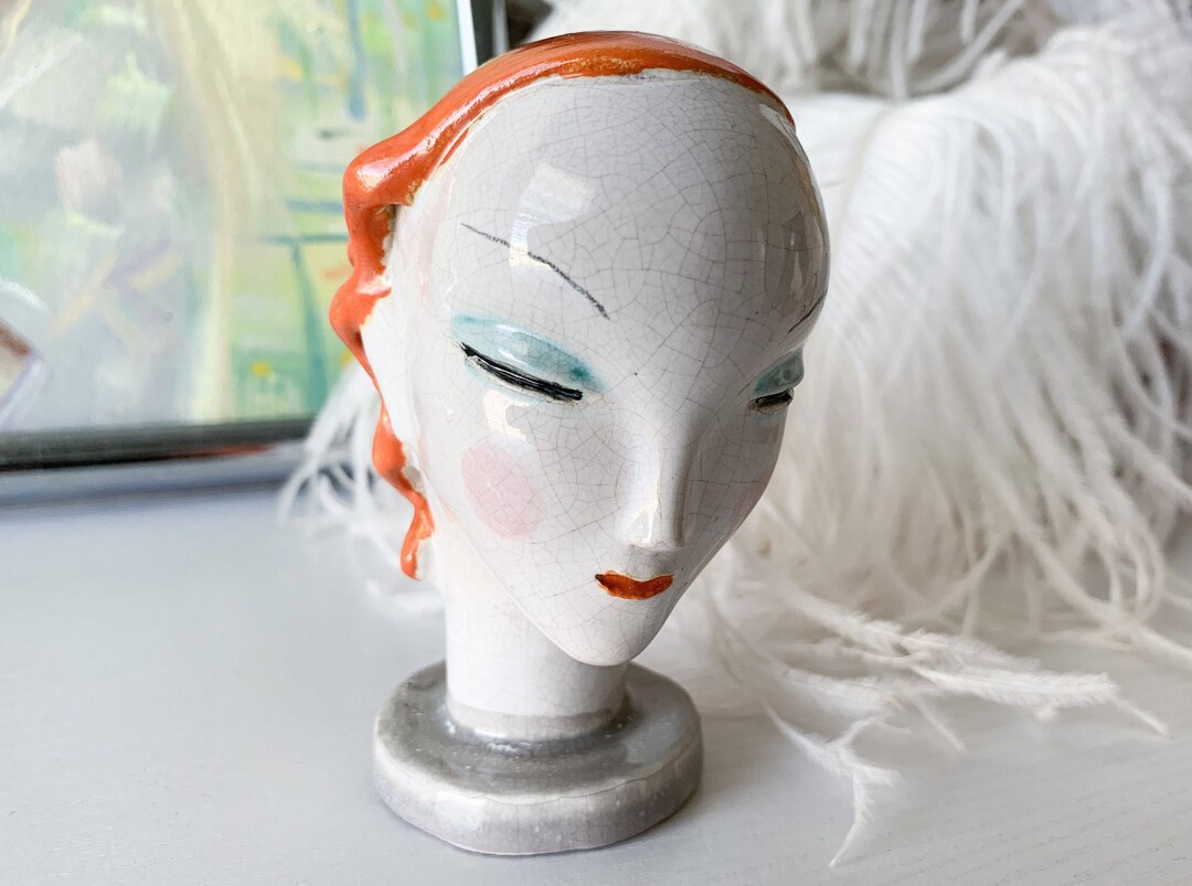 Vintage Miniature Pottery Lady Head Art Deco Mini Girl Bust - Etsy