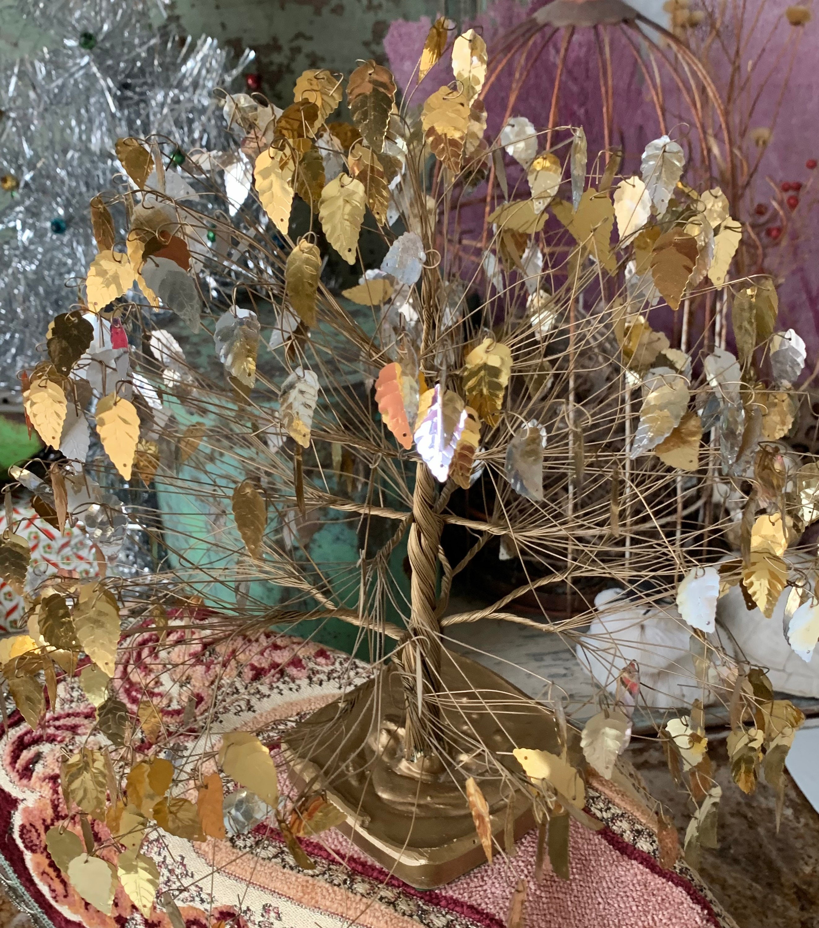 Vintage Gold Tree Statue Wire Sculpture Dangly Leaves Modern - Etsy ...