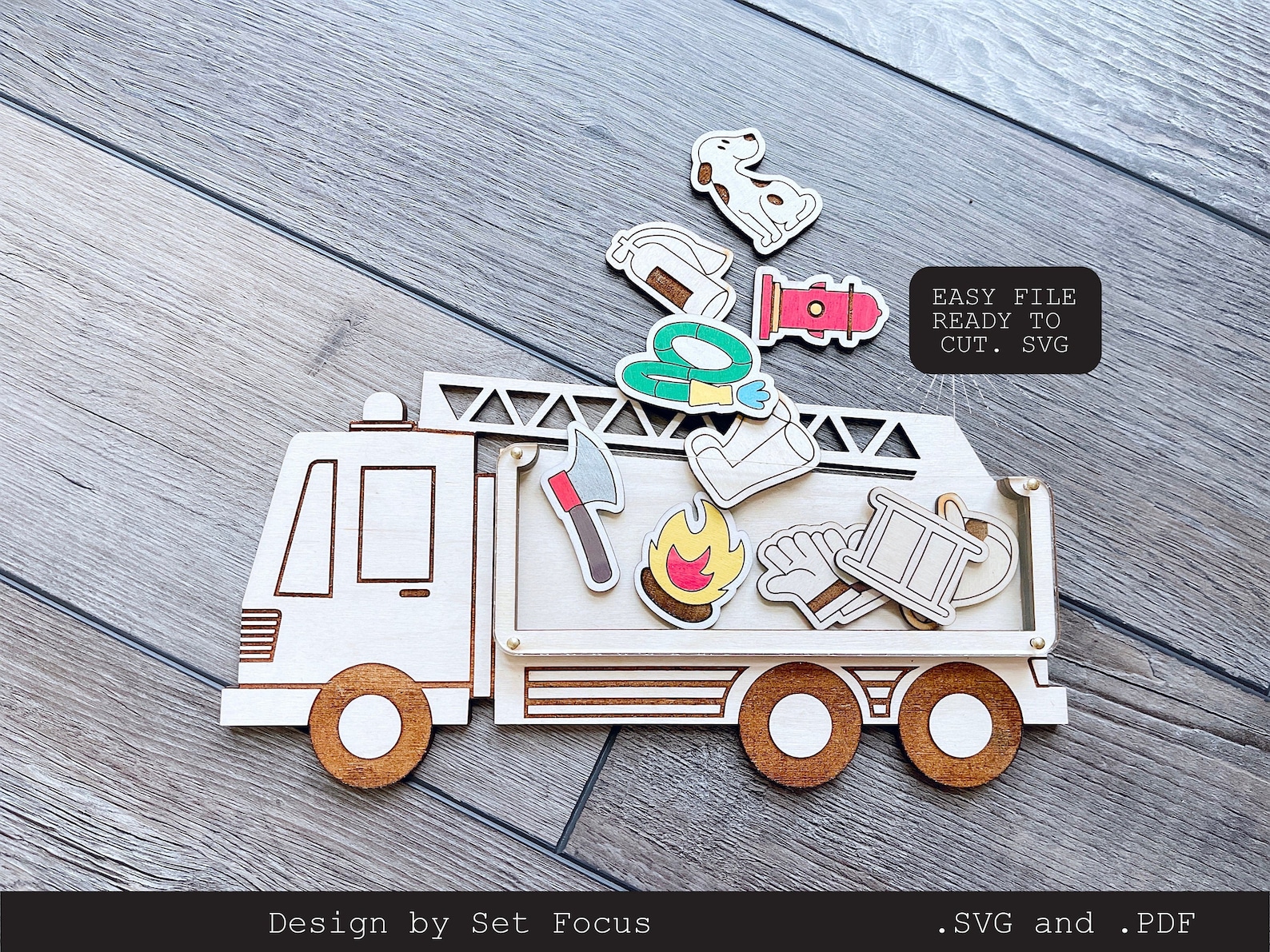 FIRE TRUCK Puzzle Toy | Laser Cut File | SVG | Montessori Toys | Diy ...