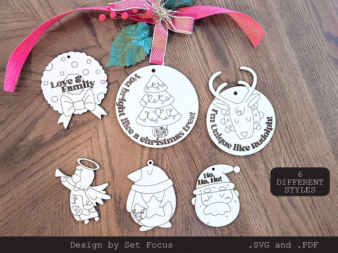 Laser Cut Christmas Ornament SVG | DIY Kids Gift, Santa, Penguin ...