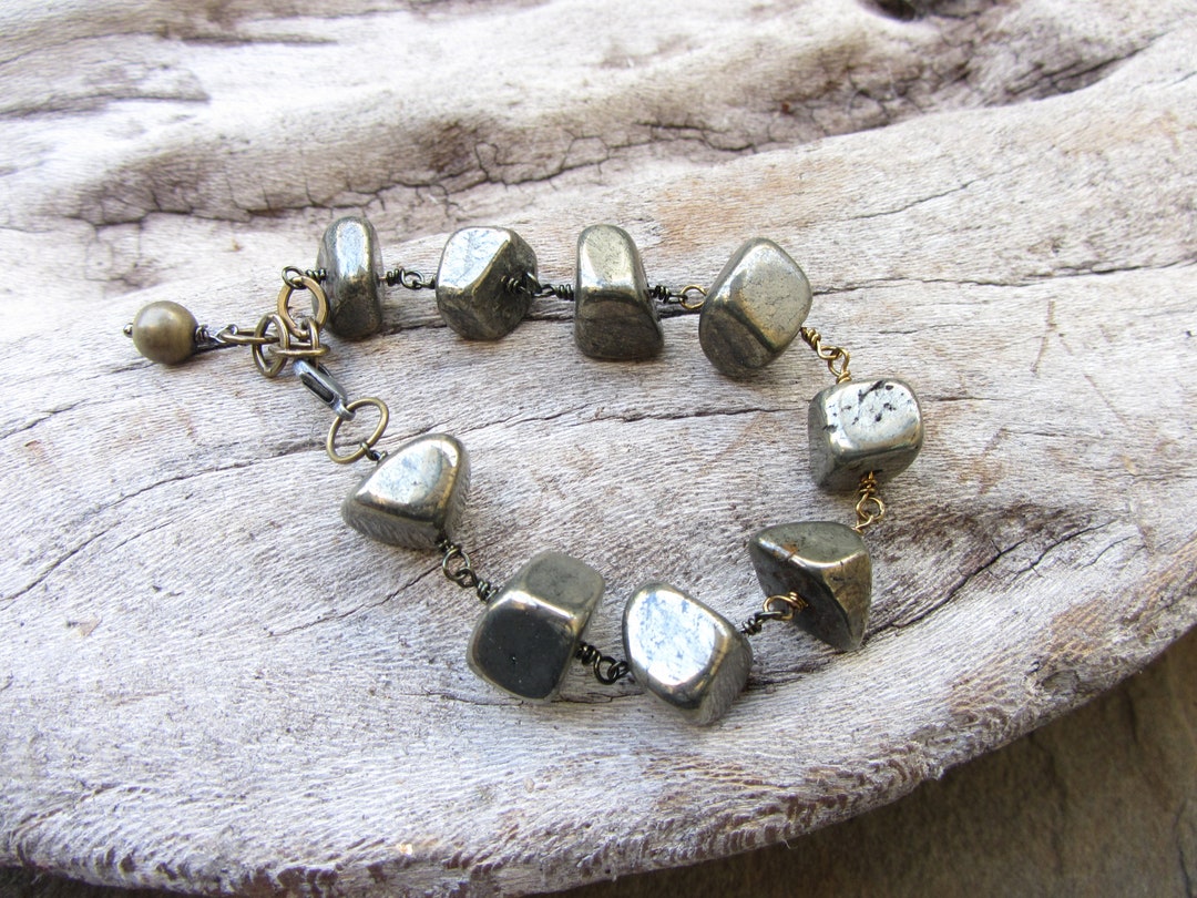 Chunky Pyrite Bracelet Modern Rustic Fool's Gold Large - Etsy