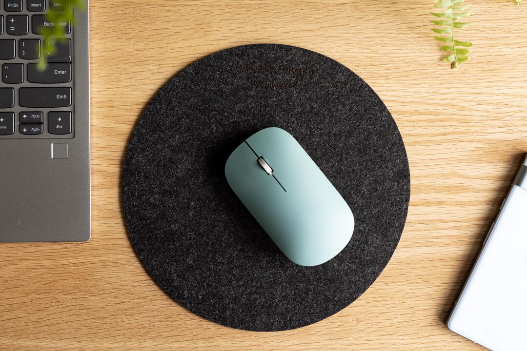 Minimalist Anthracite Felt Mouse Pad With Anti-skid Underside - Thin ...