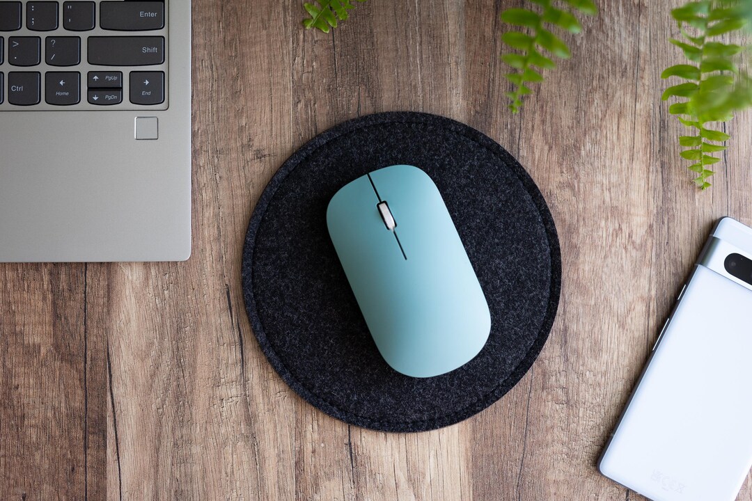 Dark Grey Felt Mouse Pad: Round Minimalist Desk Accessory - Etsy