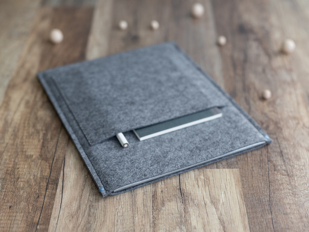 Custom Soft Felt Surface Pro Case/ Sleeve With Pocket, Grey Felt With ...