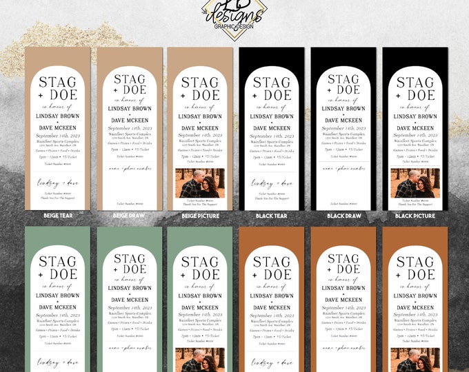 Stag and Doe Tickets - Boho Arch Photo Design - Etsy Canada