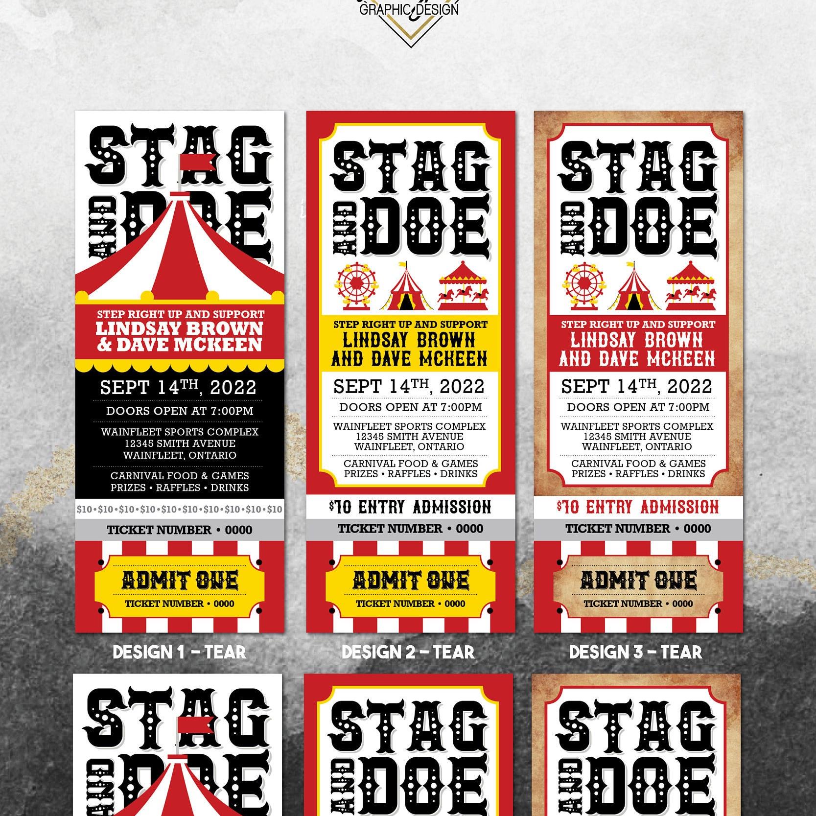 Stag and Doe Tickets - Carnival Theme - Etsy