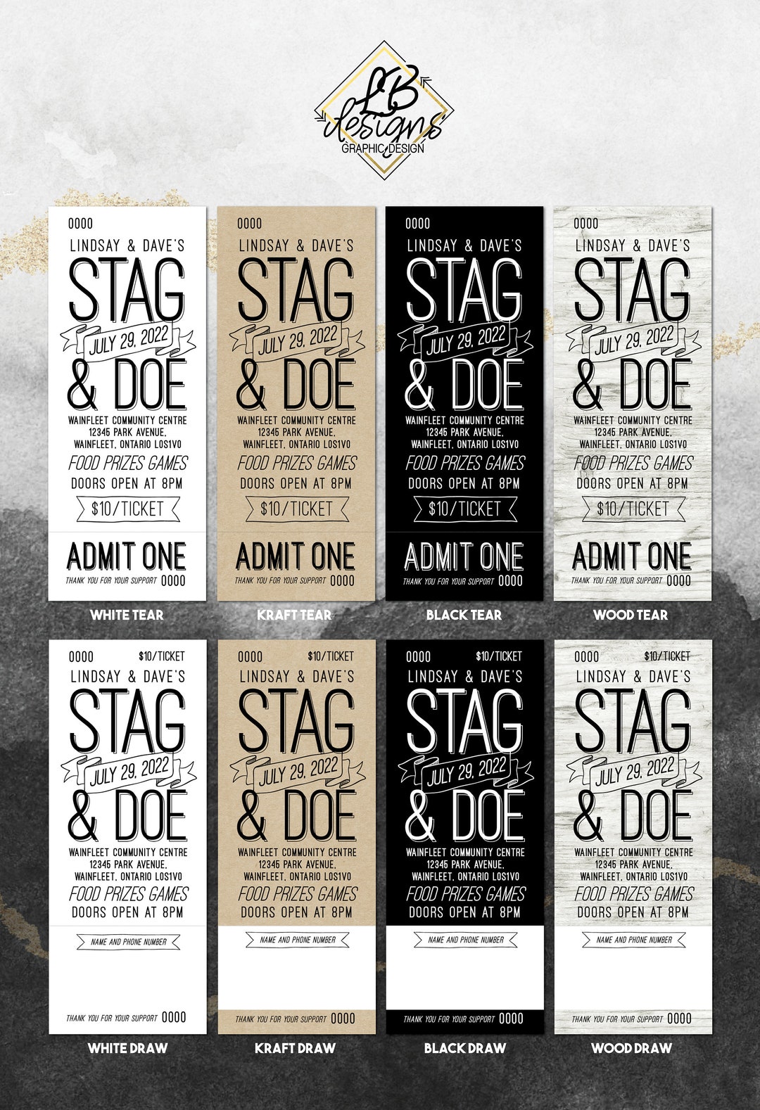 Stag & Doe Tickets - Simplistic Modern - Etsy