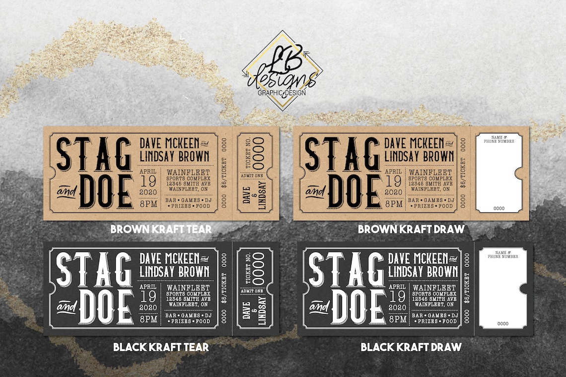 Stag and Doe Vintage Ticket Design - Etsy Canada