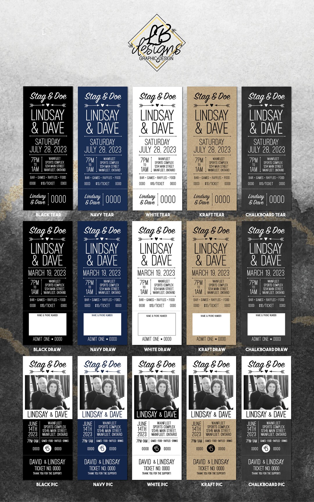 Stag & Doe Ticket - Simple Arrow and Heart Design - Etsy Canada