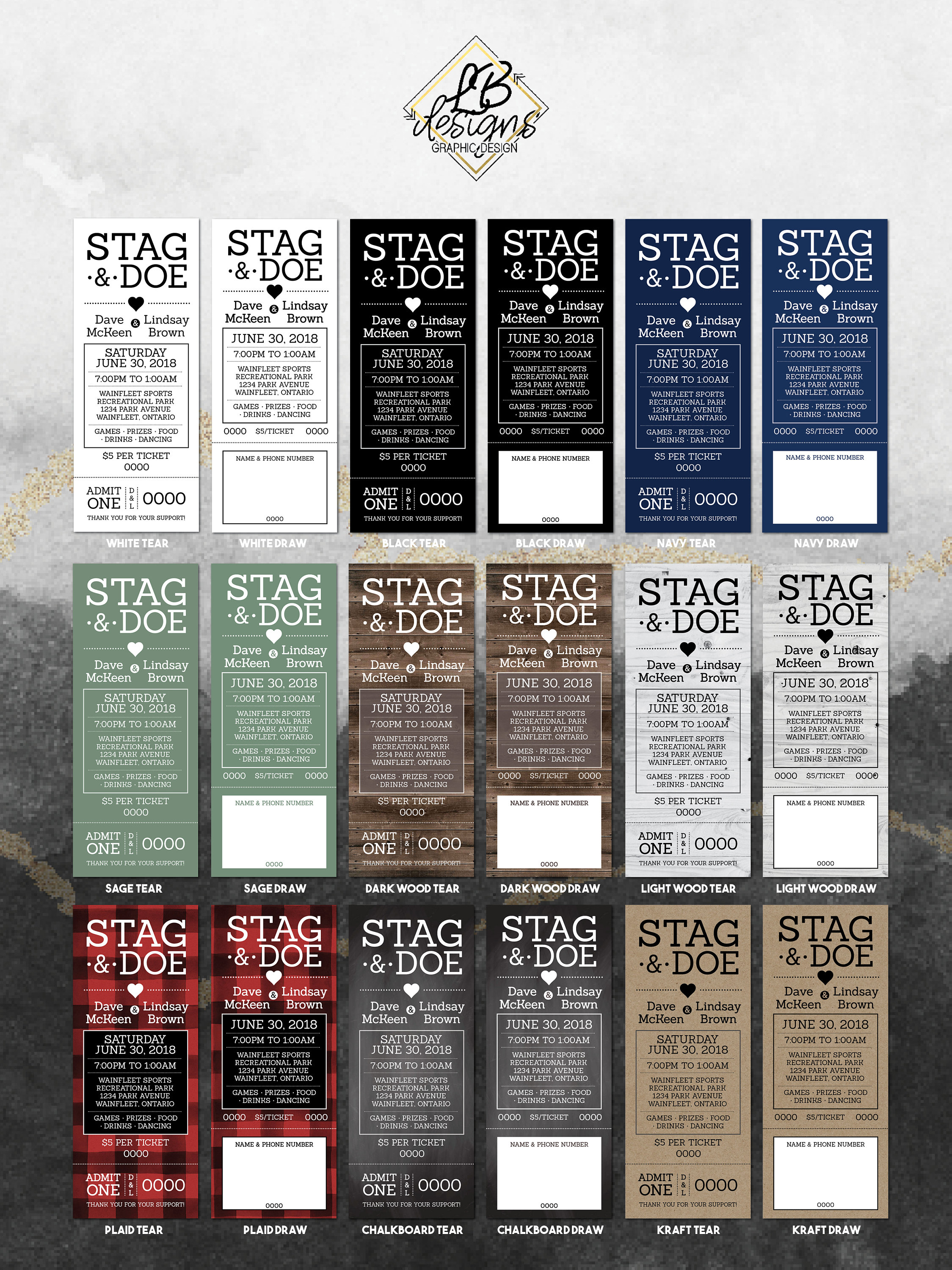 Stag & Doe Tickets - Nice and Simple Tear Tickets - Etsy Canada