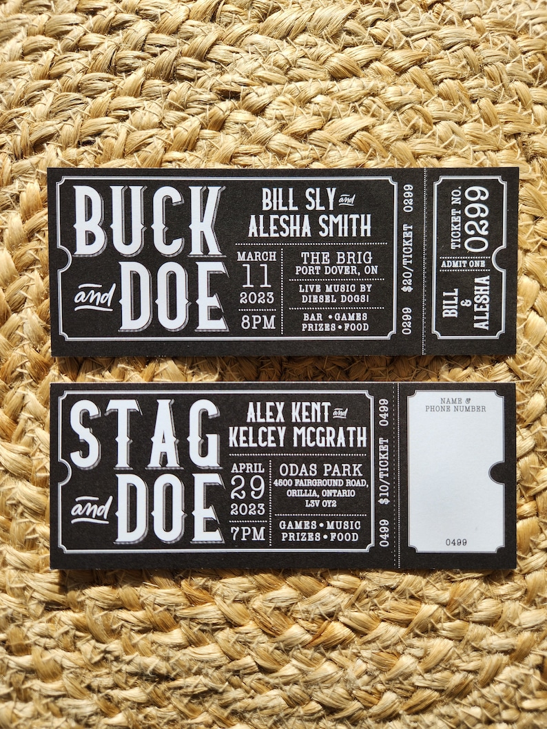 Stag and Doe Vintage Ticket Design - Etsy