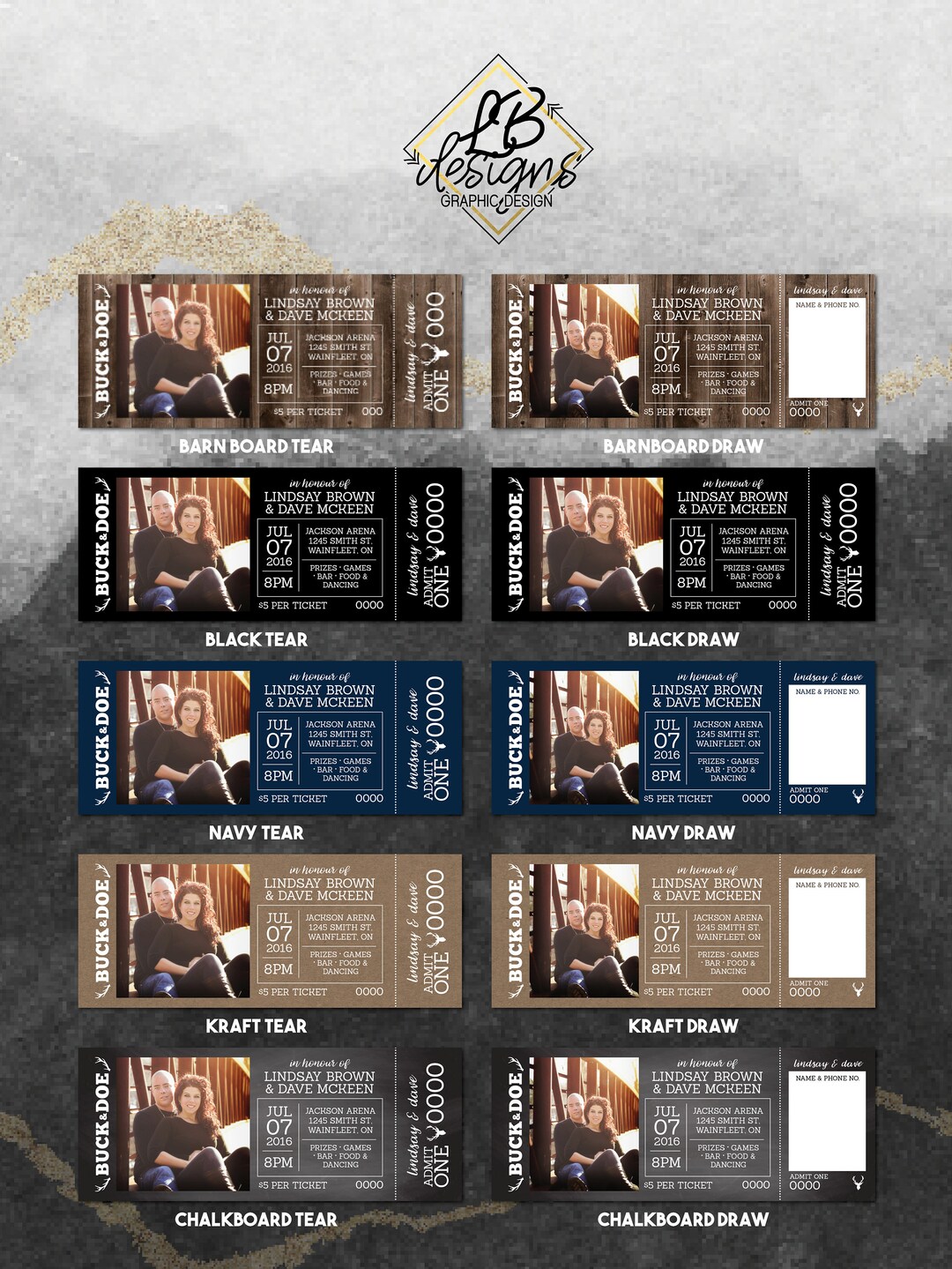 Stag & Doe Tickets - Buck N' Antler Design - Etsy