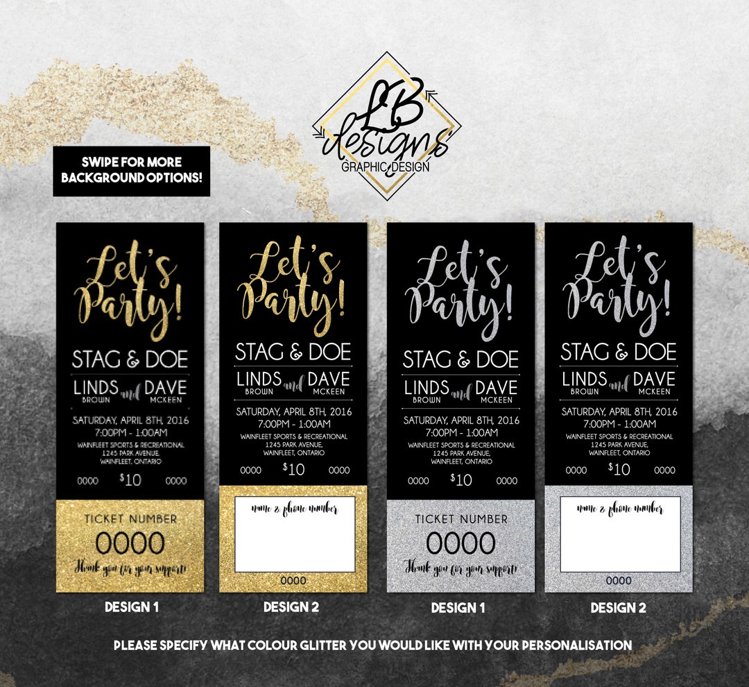 Stag & Doe Tickets Let's Party/glitter - Etsy Canada