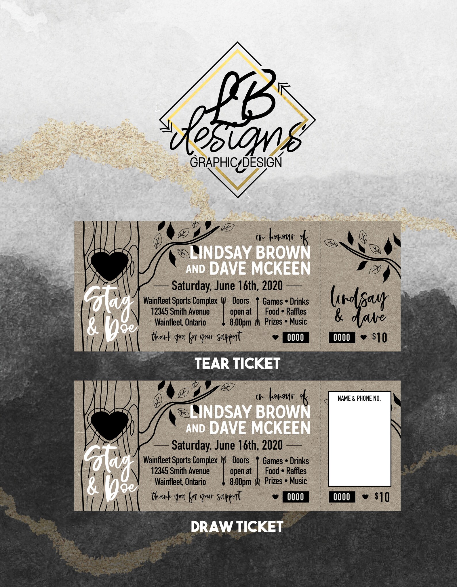 Stag & Doe Tickets - the Tree of Love Design - Etsy Canada