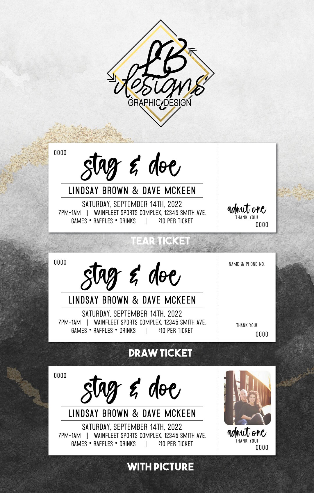 Stag & Doe Tickets - Pretty in White - Etsy