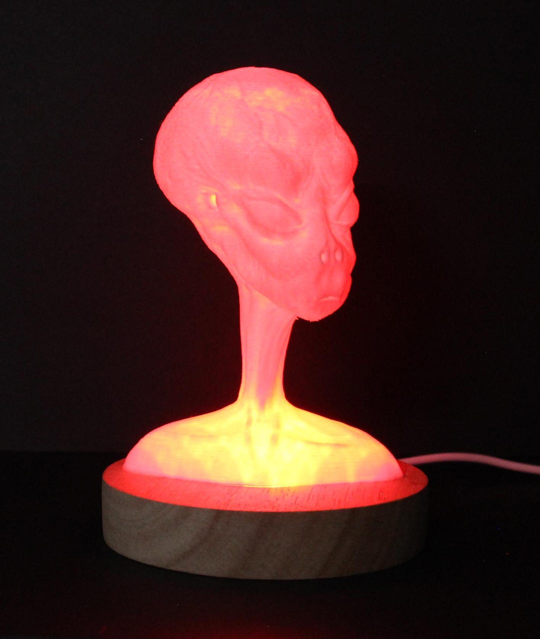 3D Printed Alien Head Bust With Light up Base - Etsy