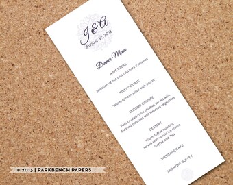 Wedding buffet menu cards floral diy template wedding dinner | Etsy