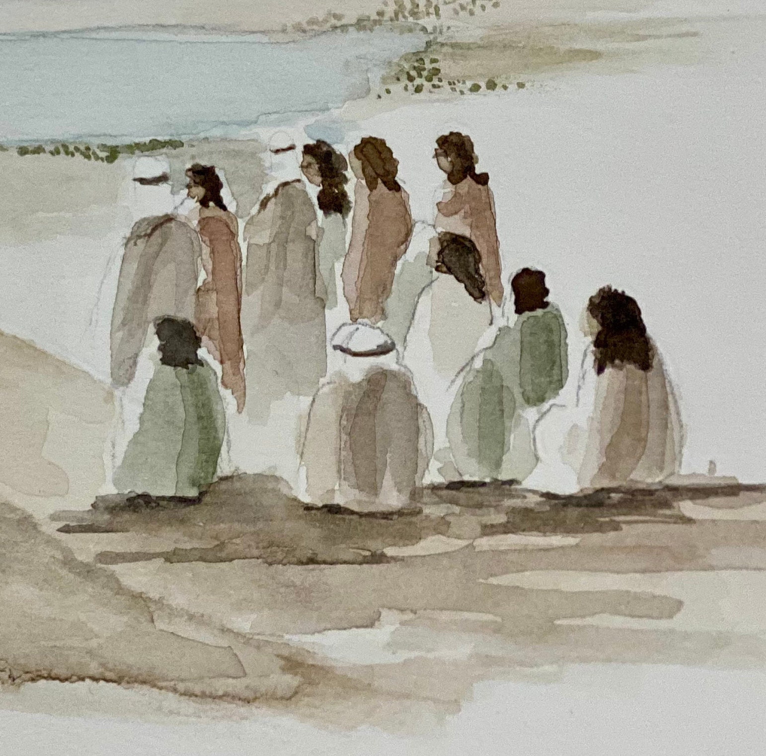 Printed Watercolor Painting of Jesus With His Disciples/friends - Etsy