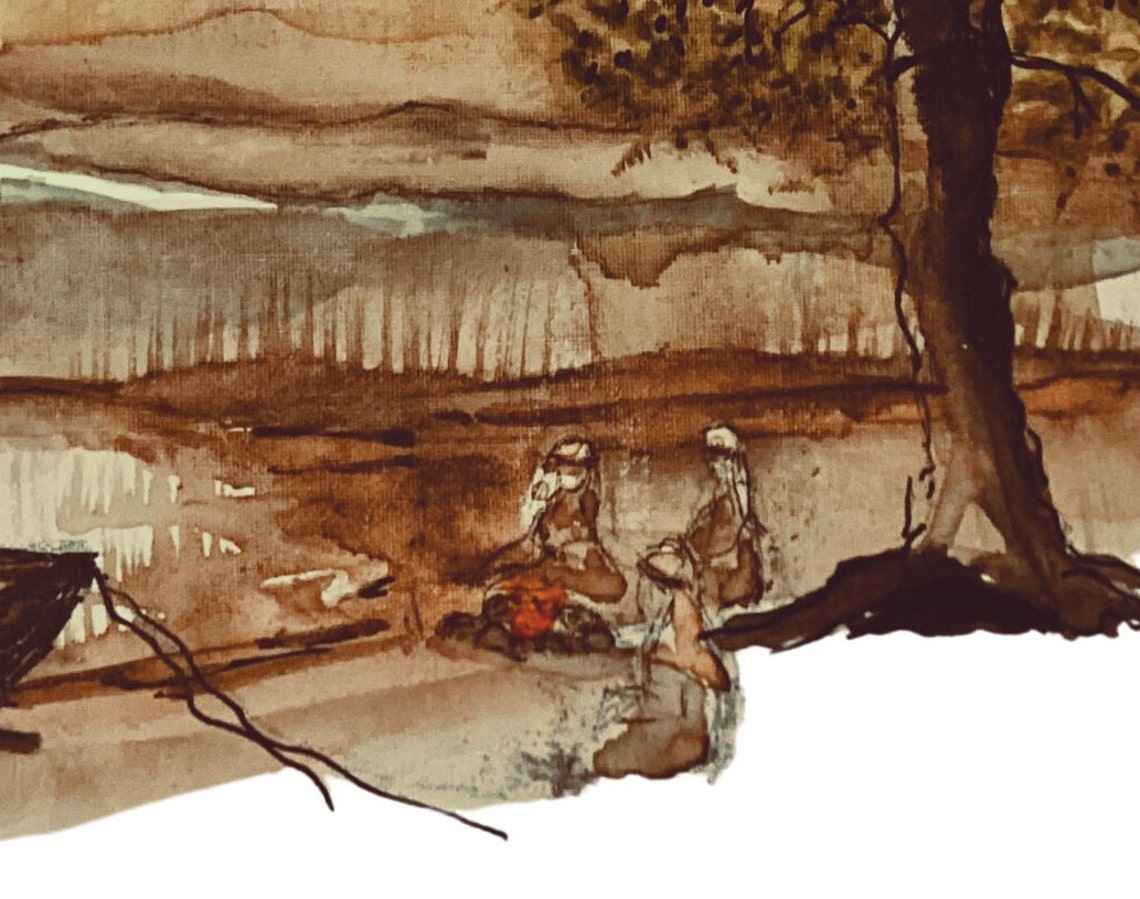 DIGITAL DOWNLOAD Watercolor Painting of Jesus With a Few Disciples Near ...
