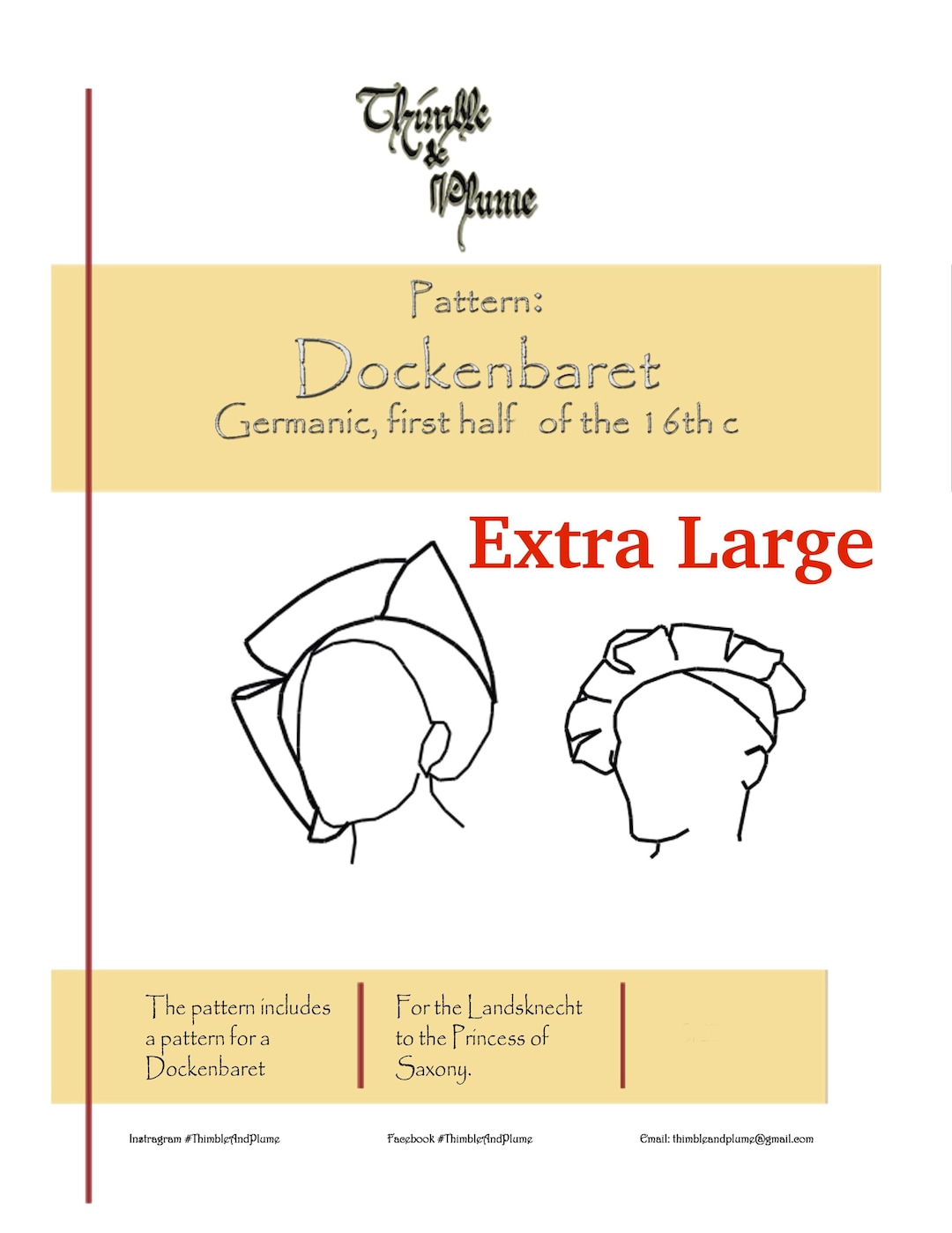 PDF PATTERN: Dockenbaret, 16th Century Landsknecht/trossfrau Hat (XL ...