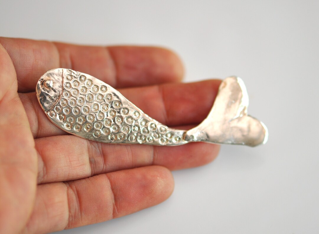 Fish Pin Sterling Silver Fish Brooch Articulated Handmade Jewelry ...