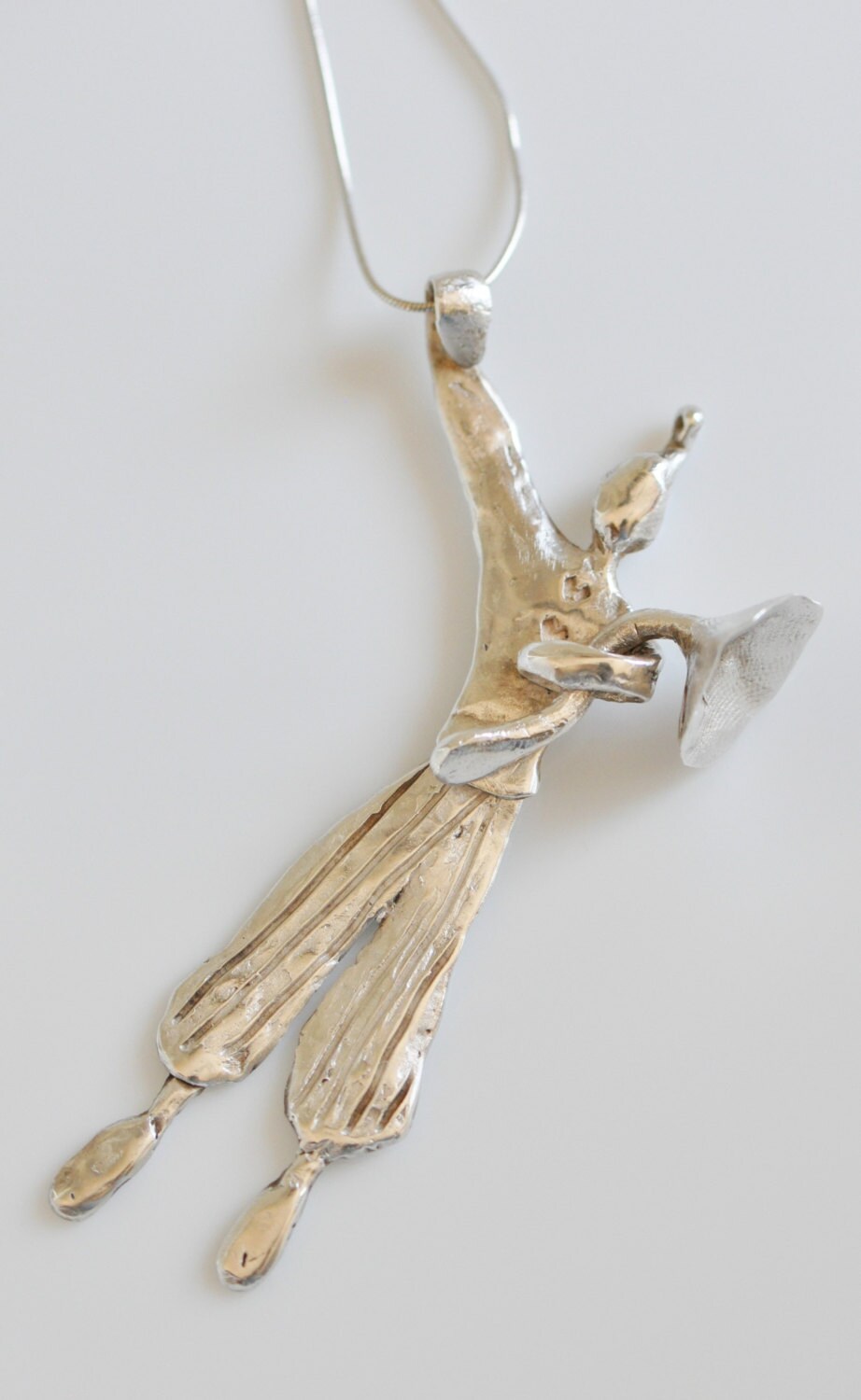 Circus Clown Necklace, Articulated Silver Pendant, Whimsical Unique ...