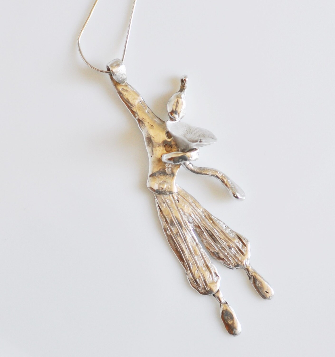 Circus Clown Necklace, Articulated Silver Pendant, Whimsical Unique ...